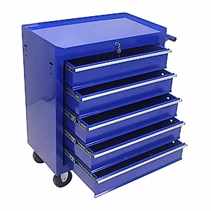 CuisinSmart Tool Chest,5 Drawers Multifunctional Tool Cart with Wheels,Metal Rolling Tool Cart Storage for Garage Workshop Warehouse Repair Shop,Blue
