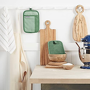 KitchenAid Beacon Two-Tone Non-Slip Pot Holder Set, Pistachio/Graphite Green, 7"x10", 2 Piece