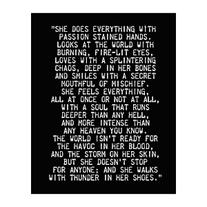 She Does Everything with Passion & Doesn't Stop - Motivational Wall Art, Inspirational Desk Decor for Women, Positive Affirmations Wall Decor, Home Decor & office Decor. Great Gift! Unframed - 8x10