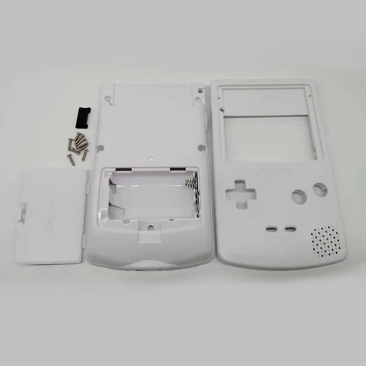 Cowhilan Replacement IPS Full Housing Shell Case + Screwdrivers Compatible with Gameboy Color GBC IPS Highlight Screen Console, White