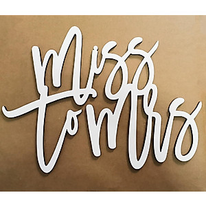 White Miss to Mrs Sign Wood Party Banner for Bridal Shower Decor, Bachelorette Party Backdrop, Engagement, Wedding, Couples, Greenery Hedge Wall, Photo Backdrop