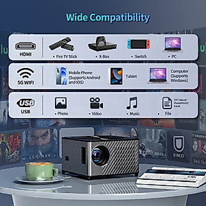 OTOUCH Projector Native 1080P 18000LM/800ANSI 5G WiFi Bluetooth Projector 4K Support ±50° 4P Keystone/Phone Sync/HiFi Speakers/BT Remote/500''/50% Zoom for Phone PC TV Stick PPT Home 2023 Upgraded