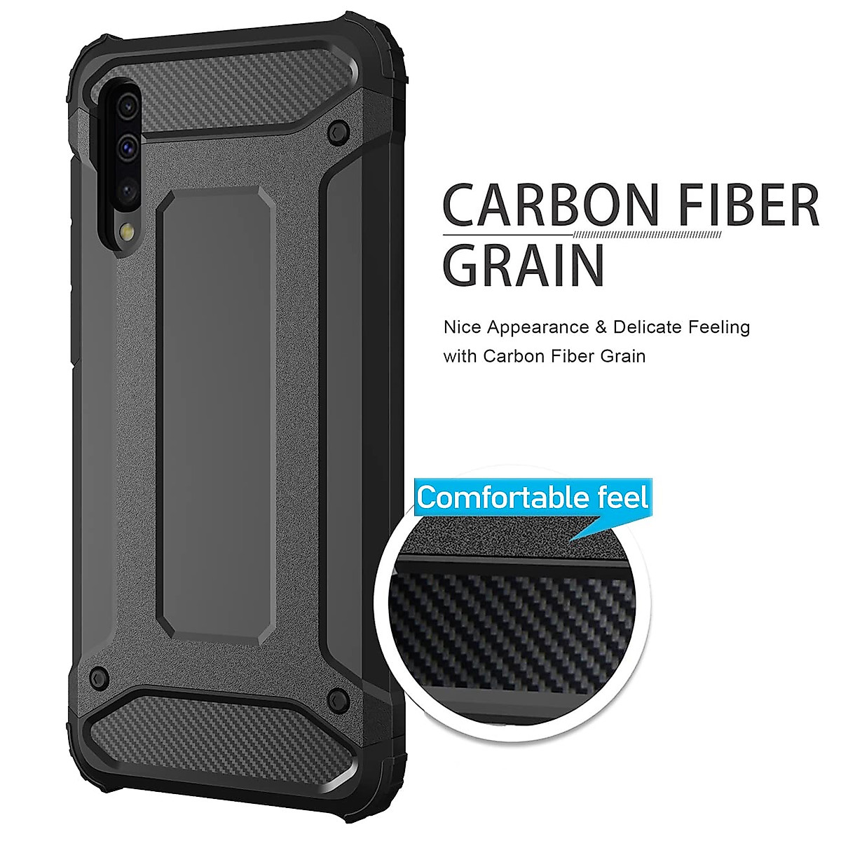 DFTCVBN Phone Case for Huawei P30 Case, ELE-L29 ELE-L09 with HD Screen Protector, Dual Layer Protective Slim Hybrid Cell Phone Cover Shockproof Cases for Huawei p30 Black