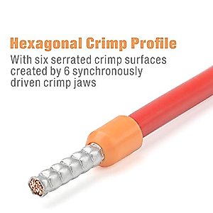 iCrimp Wire Ferrule Crimping Tool, Hexagonal Crimp Profile, Self-adjusting Wire End-sleeves Crimper for AWG23-10 Insulated Terminal & Non-insulated Ferrule