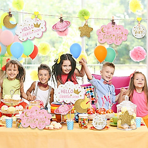 24 Pcs Twinkle Little Star Centerpiece Sticks for Girl Baby Shower Star Party Table Toppers Birthday Party Decoration Moon Decoration Glitter Star Centerpieces Birthday Party Supplies