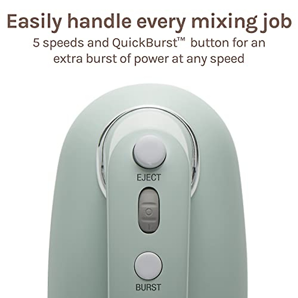 Magnolia Bakery 5-Speed Electric Hand Mixer by Hamilton Beach, Powerful 1.3 Amp DC Motor for Effortless Mixing & Consistent Speed in Thick Ingredients, Slow Start, Beaters and Whisk, Green (62601)