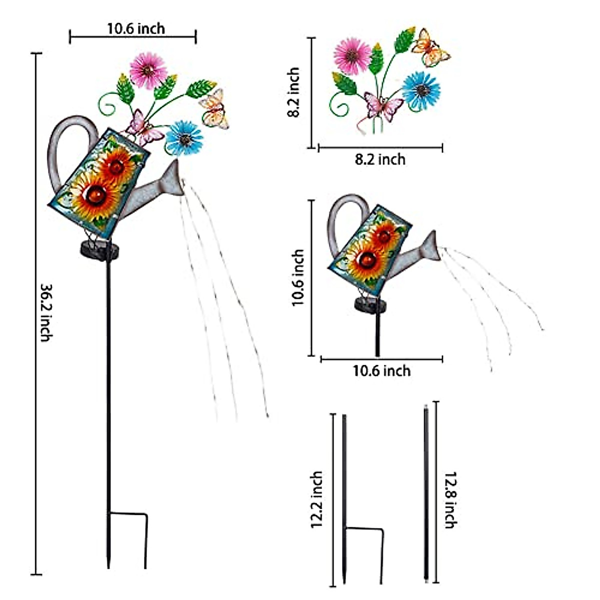dreamskip Solar Watering Can Lights Outdoor Decorative, Waterproof Twinkle Solar Waterfall Light for Patio, Pathway, Yard, Walkway, Lawn, Outside Decorations (Sunflower)