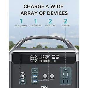 Generator for Camping 300W (600W Surge), DaranEner 179.2Wh/56000mAh LiFePO4 Battery, Fast Charging Solar Power Station with 3 Input/6 Output Ports, 110V Pure Sine Wave 2 AC Outlets, Power Bank for Out