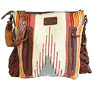 American Darling Aztec And Fringe Crossbody In Cream ADBGZ365