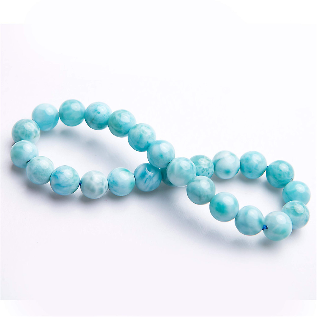 Wholesale 7mm Natural Blue Larimar Gemstone Crystal Round Bead Stretch Bracelet AAAAA