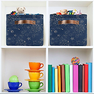 ALAZA Galaxy Fabric Storage Basket for Shelves Toy Nursery Storage Bin for Organizing Laundry Hamper with Handles, Space Galaxy Star,FSB242