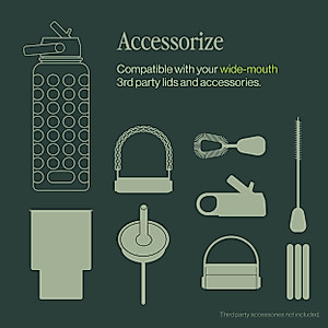 National Parks Water Bottle with Stickers Kit, Adventure Flask with Straw, Waterproof Stickers for Water Bottle, Insulated Stainless Steel 32oz (Tan)