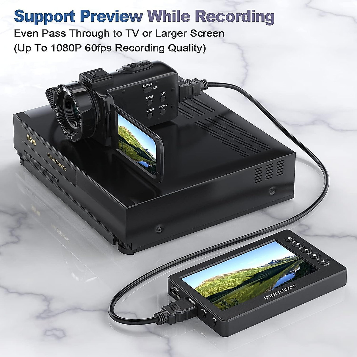 Video to Digital Converter, VHS to Digital Converter, Video Recorder Capture with 5" OLED Screen, Convert VHS to Digital, AV&HDMI Reocord from VHS, DVD, VCR, Hi8, Tapes, Camcorders, TV BOX &Gaming Sys
