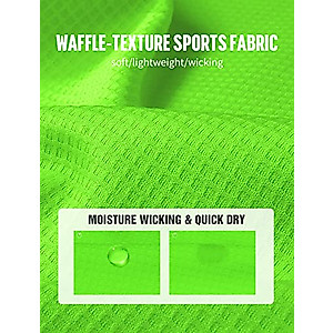 Zengjo Quick Dry Shirts for Men Athletic Performance Short Sleeve Light Weight(Neon Green,S)