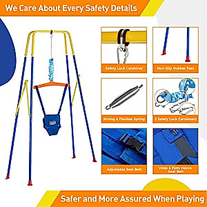 FUNLIO Baby Jumper with Stand for 6-24 Months, Infant Jumper for Indoor/Outdoor Play, Toddler Jumper for Baby Girl/Boy, with Adjustable Chain, Easy to Assemble & Store (with Stand)