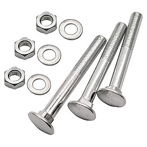 10 Sets Long Square-Neck Carriage Bolts Set,Carriage Bolts Set w/Nuts & Flat Washers,Zinc-Plated,Carbon Steel Grade 4.8,Plain Finish,Partial Threaded(M8-1.25X75mm)