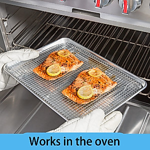 HILELIFE Cooling Rack, Oven Safe, 15 x 10 inches Baking Rack for Oven Cooking, Stainless Steel Wire Rack for Baking