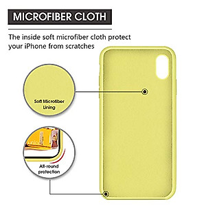 xperg iPhone XR Case, iPhone XR Silicone Case, Liquid Silicone Gel Rubber Shockproof Case Soft Microfiber Cloth Lining Cushion Full Body Compatible with iPhone XR 6.1" (2018) (Lemon Yellow)