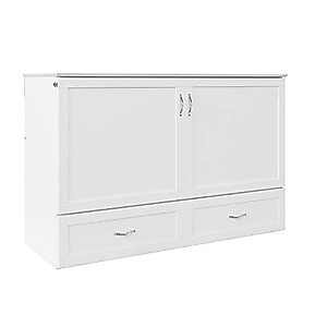 AFI Hamilton Murphy Bed Chest with Charging Station, Queen, White