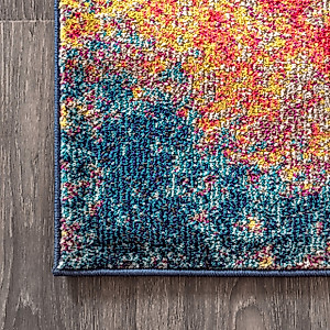 JONATHAN Y CTP107A-8 Contemporary POP Modern Abstract Cream/Blue 8 ft. x 10 ft. Area Rug Contemporary, Transitional, Bohemian, Perfect for Home, Living Room, Kitchen, Bedroom