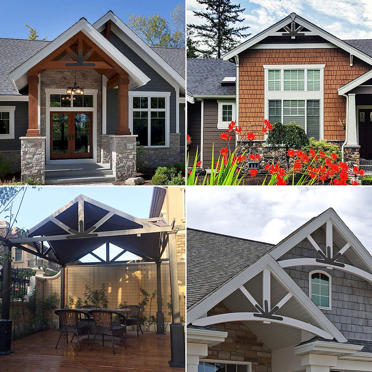 VEVOR Gable Plate, Black Powder-Coated Truss Connector Plates, 12:12 Pitch Gable Bracket, 4 mm / 0.16" Steel Truss Nail Plates, Decorative Gable Plate with Bolts for Wooden Beam Use