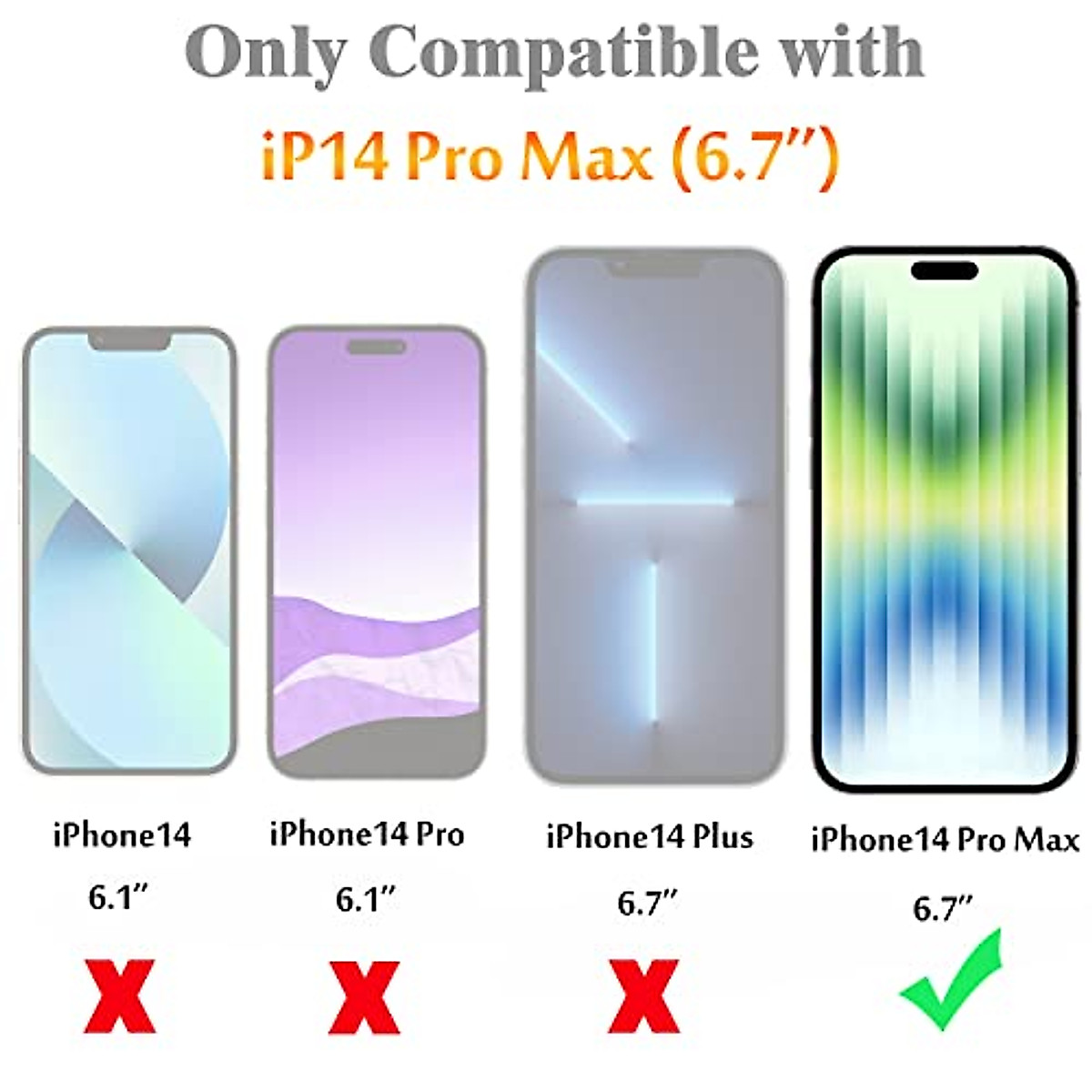 Bkrtondsy for iPhone 14 Pro Max Case Clear Crystal Slim [3 IN 1] with Tempered Glass Screen Protectors & Camera Lens Protectors [Military Drop Shockproof] (Clear)