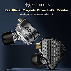 KZ x HBB PR2 in Ear Monitor Headphones 13.2mm Planar Magnetic Driver Noise Cancelling Headphones HiFi IEM Earphones for Musicians Audiophiles DJ, Detachable 2pins Cable (No mic, Black)