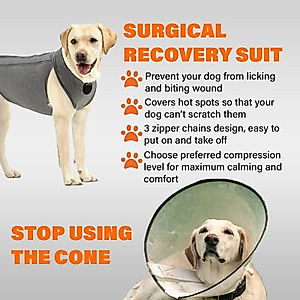NeoAlly Upgraded Dog Surgical Recovery Suit Cone Alternative Onesie Post Surgery Wear Protects Abdominal Wounds and Skin Anti Licking, Aids Hot Spots, and Provides Anti Anxiety Relief - L