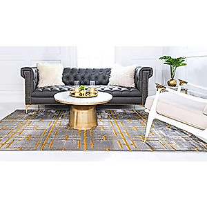 Unique Loom Marilyn Monroe Glam Collection Area Rug - Deco (6' 1' x 9' Rectangle, Gray Gold/ Gold)