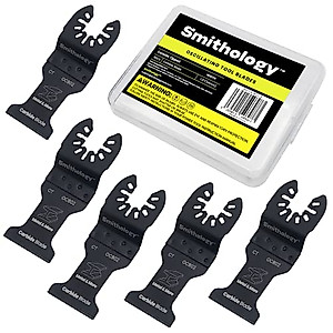 Smithology Carbide Oscillating Saw Blades – 5 Pcs Metal Cutting Multi Tool Blades for Hard Metal, Nails, Screws, Carbide Oscillating Tool Blades, SMTOCB02-5