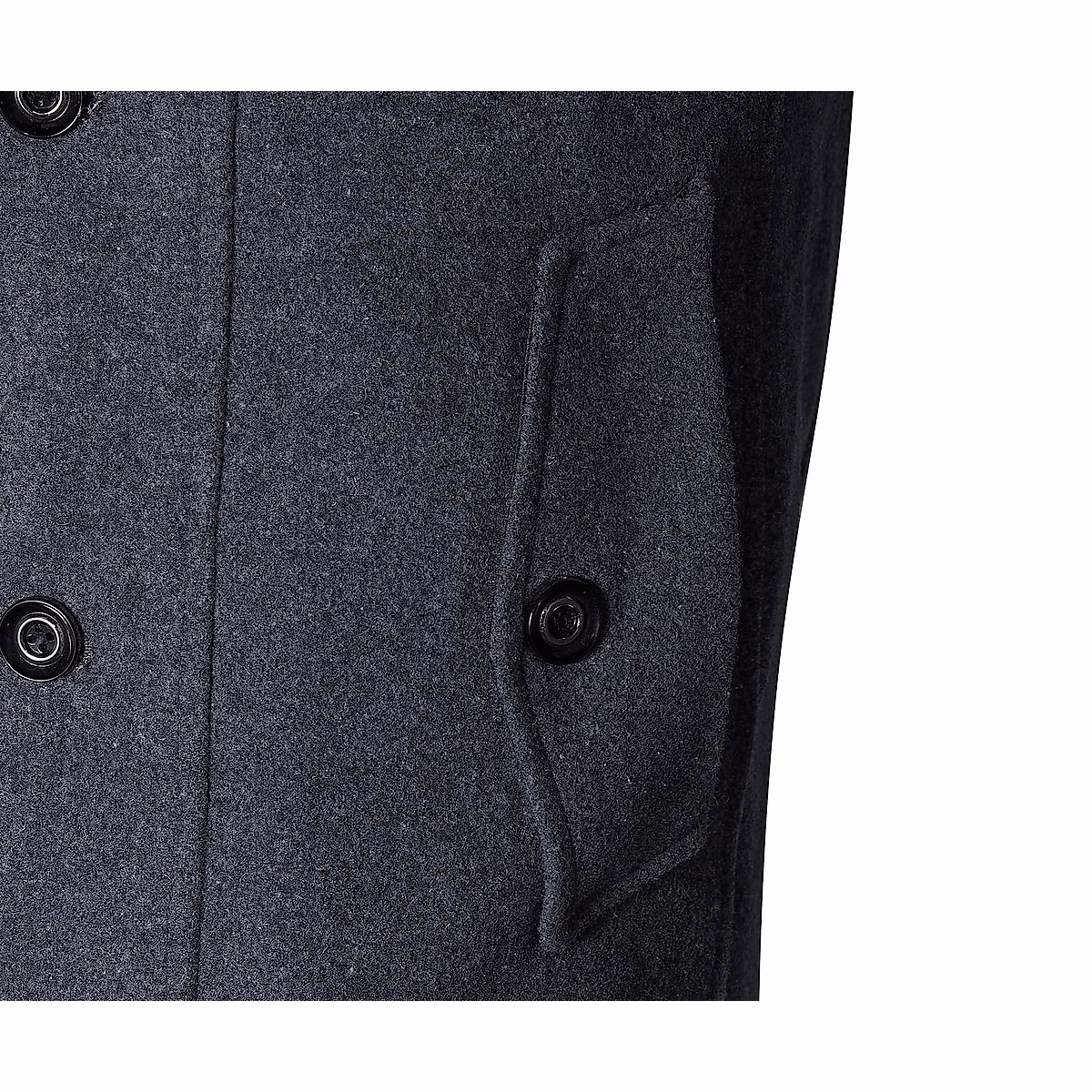 APTRO Men's Pea Coat Wool Jacket Windbreaker Single Breasted Winter Coat 1108 Dark Grey M