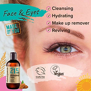 Naissance Sweet Almond Oil 8 fl oz - Pure & Natural, Vegan, Non GMO, Hexane Free, Cruelty Free - Ideal for Haircare and Skincare, Aromatherapy & Massage