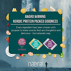 Næra Icelandic - 5-Pack Strawberry (Icelandic Skyr) Crunch Protein Snacks, GMO-Free, Gluten-Free Protein Snacks, Lactose-Free Individual Snacks, Snacks for Adults & Kids, (0.88 oz ea)