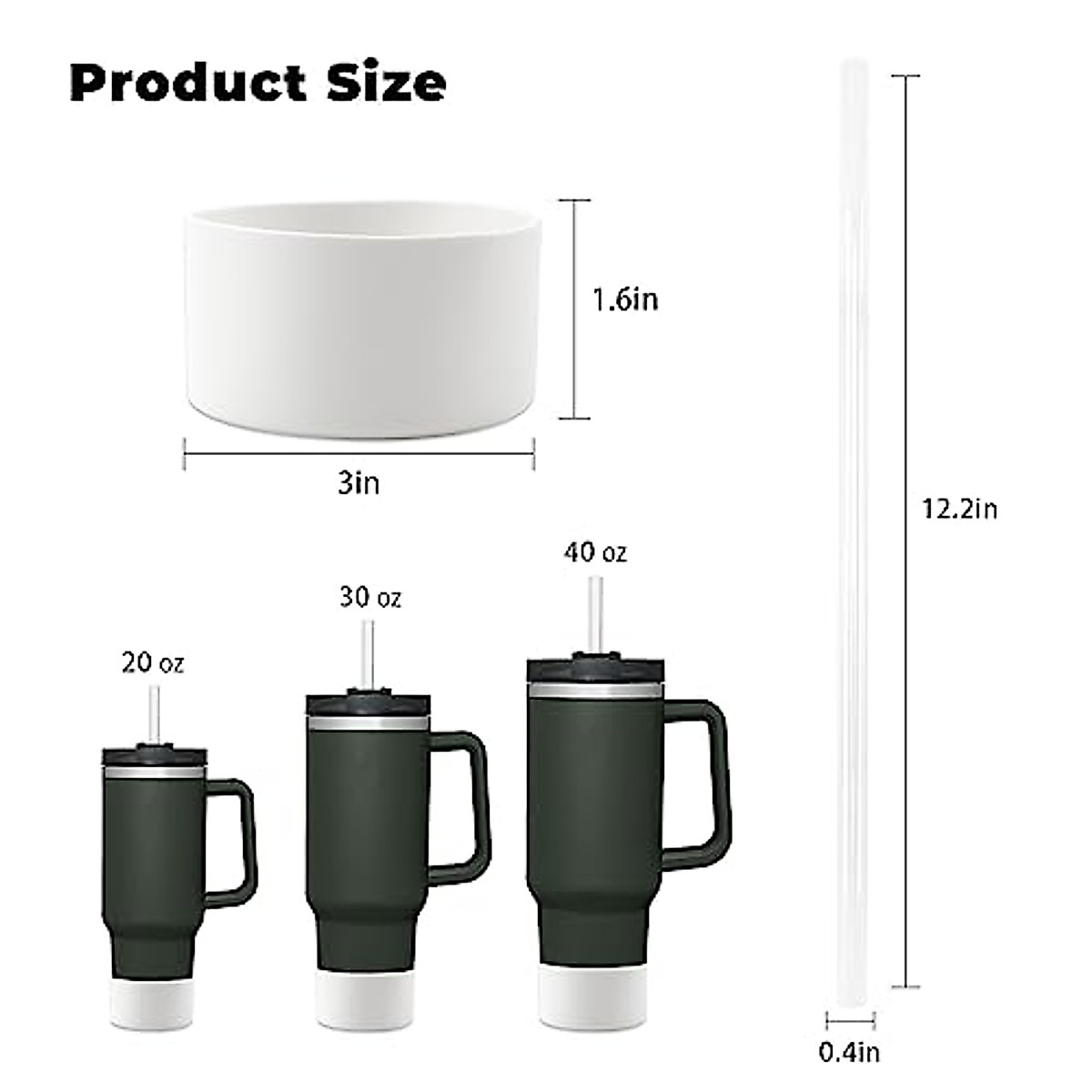 6 Pcs Reusable Straw Replacement 40 oz for Stanley Cup 2 Pcs Silicone Cup Sleeve Protective Bumper Boot for Stanley Tumbler Accessories