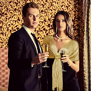 Hicarer 5 Pcs Women Accessories Including Shawls and Wraps, Evening Bag Clutch Purses, Rhinestone Jewelry Sets for Wedding(Cute Style,Gold)