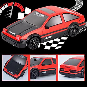 Liberty Imports RC Drift Car 1/24 2.4GHz 4WD Remote Control Sport Racing On-Road Vehicle with LED Light, Batteries and Drift Tires (Red)