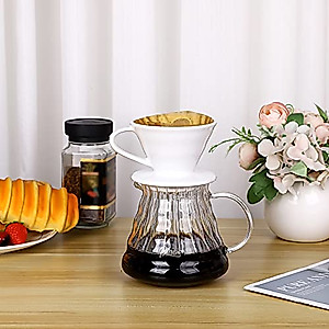 ELLDOO Ceramic Pour Over Coffee Dripper, Coffee Dripper Cone Brewer, Pour Over Cone Coffee Maker Slow Brewing Accessories for Home Office Cafe, 1 Cup Size, White
