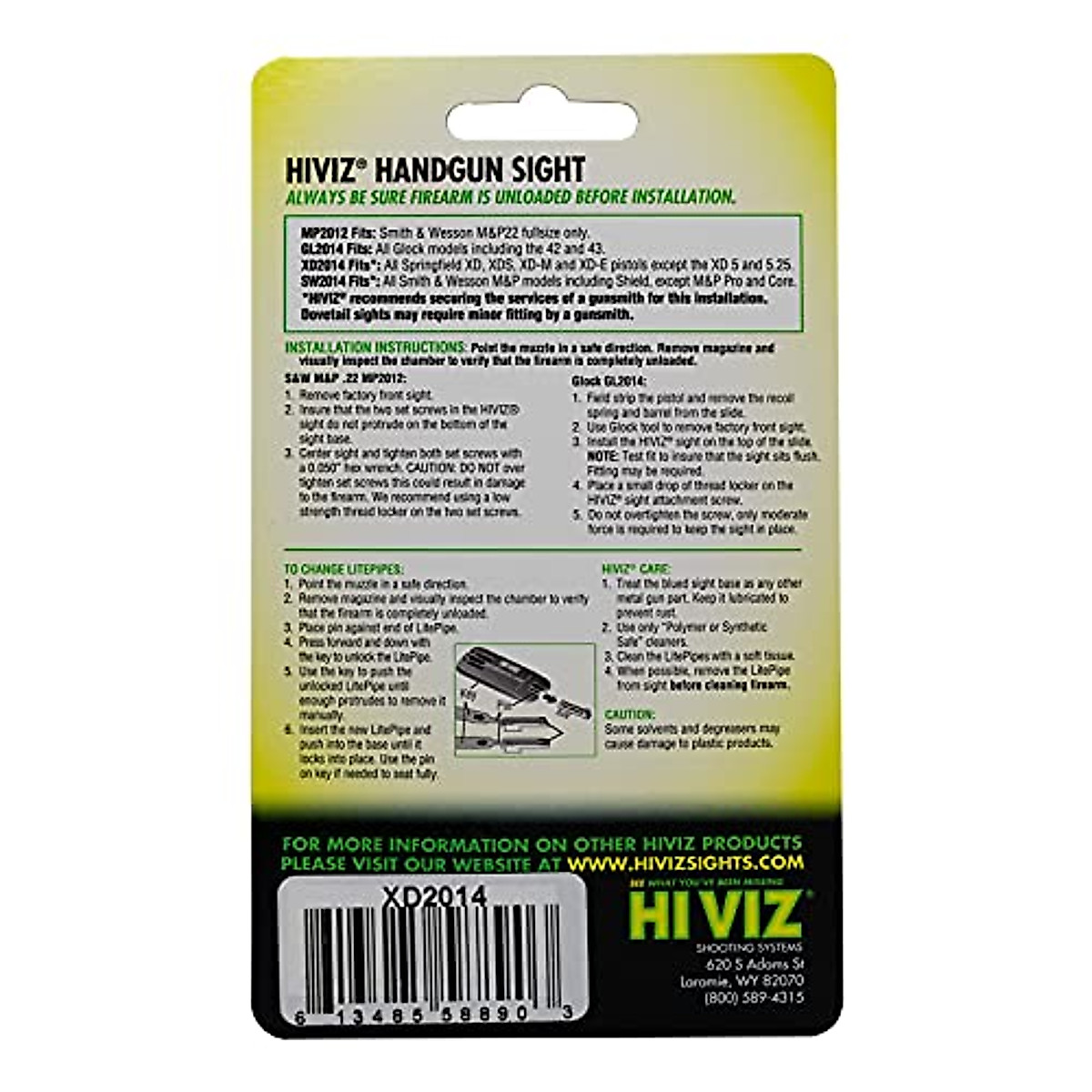 HIVIZ XD2014 Springfield Armory XD Interchangeable LITEWAVE Front Handgun Sight