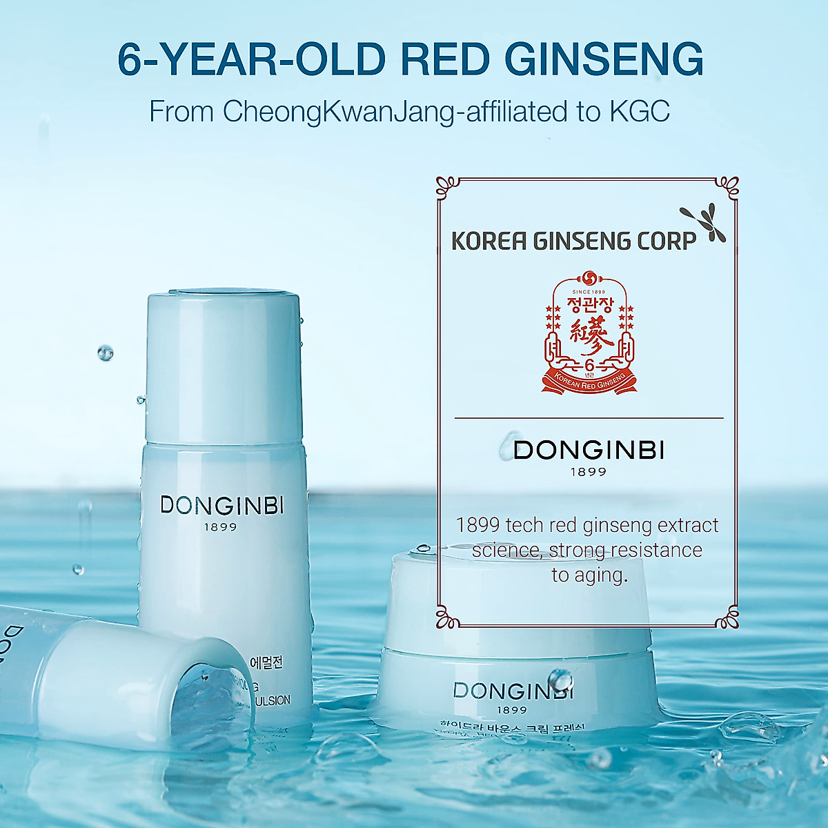 Donginbi Red Ginseng Hydra Bounce Cream Fresh Travel Kit - Hydrating and Nourishing Skincare Set, Hydra Bounce Softener 15 ml, Emulsion 15 ml and Cream 7 ml