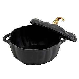 Cast Iron Pumpkin Dutch Ovens with Lid, 4 Quarts, Black