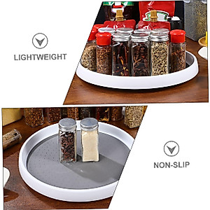BESTOYARD 3pcs Rotating Tray Rotating Sundries Organizer Kitchen Turntable Organizer Rotating Cosmetic Tray Rack Round Tray Multi-Function Spice Tray Plastic Storage White Spinner to Rotate