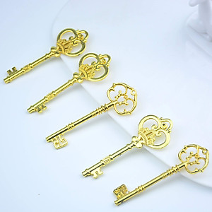 Makhry Mixed 20 Extra Large Gold Finish Skeleton Keys Rustic Key for Wedding Decoration Favor(Gold)