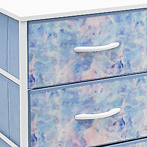 Sorbus Dresser with 6 Drawers - Furniture Storage Chest for Bedroom Tower Unit Furniture, Hallway, Closet, Office Organization - Steel Frame, Wood Top, Tie-dye Fabric Bins (6-Drawer, Pink/Blue)