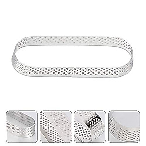 FRCOLOR Ring Cake Mold, Oval Stainless Steel Perforated Tart Ring Mold Dessert Mold Quiche Mold, 11. 9cm