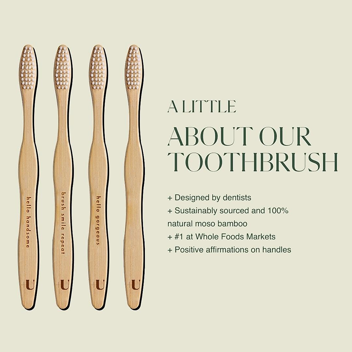Plus Ultra Bamboo Toothbrush - BPA Free Soft Bristle Toothbrush - Dentist-Approved All-Natural Toothbrush - 4 Pack