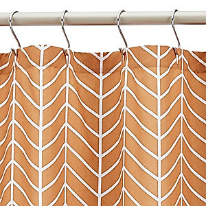 Amazon Basics Microfiber Terracotta Herringbone Printed Pattern Bathroom Shower Curtain - Terracotta Herringbone, 72 Inch