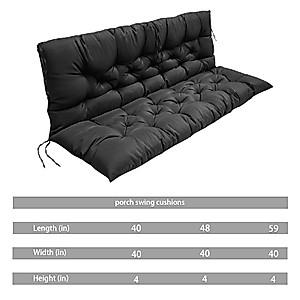 knaricas Porch Swing Cushions, Thicken 4" Patio Bench Cushion, 2-3 Seater Swing Replacement Cushions with Backrest, for Outdoor Furniture Patio Porch Lawn Garden (Dark Green, 40x40in)