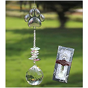 Rosleanny Paw Print Sun Catcher Crystals Prisms Hanging Garden Decor Pet Memorial Gifts Dog Remembrance Gift Pet Loss Sympathy Gifts Rainbow Maker Suncatcher for Window Friend Birthday Gifts