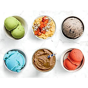 Pints 4 Pack, Compatible with NC299AMZ & NC300s Series Creami Ice Cream Makers, BPA-Free & Dishwasher Safe, Color Lids, 1, Clear/Grey/Lime/Pink/Acqua