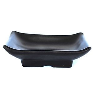 Lucky Star Melamine Soy Sauce Dishes Wasabi Sushi Sashimi Rectangular Plastic Dipping Plates, 4-1/8" X 2-1/2" X 1-1/8” H, Capacity: 1.8 oz, Black, Black (96)